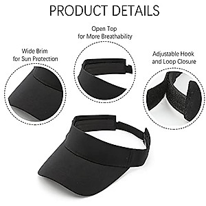 10 Pack Men Women Sun Visor Adjustable UV Protection Blank Sun Visor Hats Caps for Beach Pool Golf Tennis Sports(10Pack-Black)