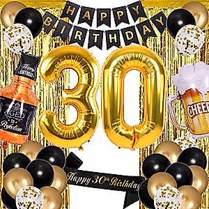 Happy 30th Birthday Decorations For Him 30 Birthday Decorations For Women 30 Balloon Numbers 30 Birthday Decoration For Men 30th Birthday Balloons 30th Birthday Banner Dirty Thirty Decorations For Him