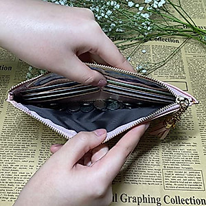 FuSi Women Bright Sweet Pu Purse Ultra-Thin Long Wallet Handbag (Pink), FSUS0074