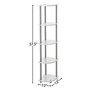 Furinno Turn-N-Tube 5 Tier Corner Display Rack 2 Pack, French Oak Grey/Black