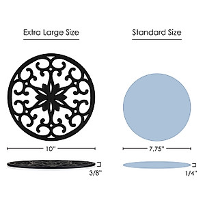 gasaré, Extra Large, Thick, 10" Silicone Trivets for Hot Dishes, Pots, and Pans, Hot Pads for Countertops, Dishwasher Safe, 10 x 1/4 Inches, Set of 3, Black