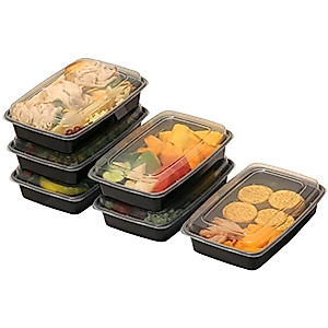 50 Pack - SimpleHouseware 1 Compartment Reusable Food Grade Meal Prep Storage Container Lunch Boxes, 28 Ounces