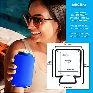 TahoeBay Blank Beer Can Coolers, Plain Bulk Collapsible Foam Soda Cover Coolies, Personalized Sublimation Sleeves for Weddings, Bachelorette Parties, HTV Projects (Royal Blue)