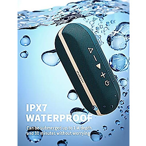 INSMY Portable Bluetooth Speakers, IPX7 Waterproof Floating 20W Wireless Speaker Loud Sound Rich Bass, Stereo Pairing Max 40W, 24 Hours Built-in Mic for Outdoors Camping Pool (Blue)