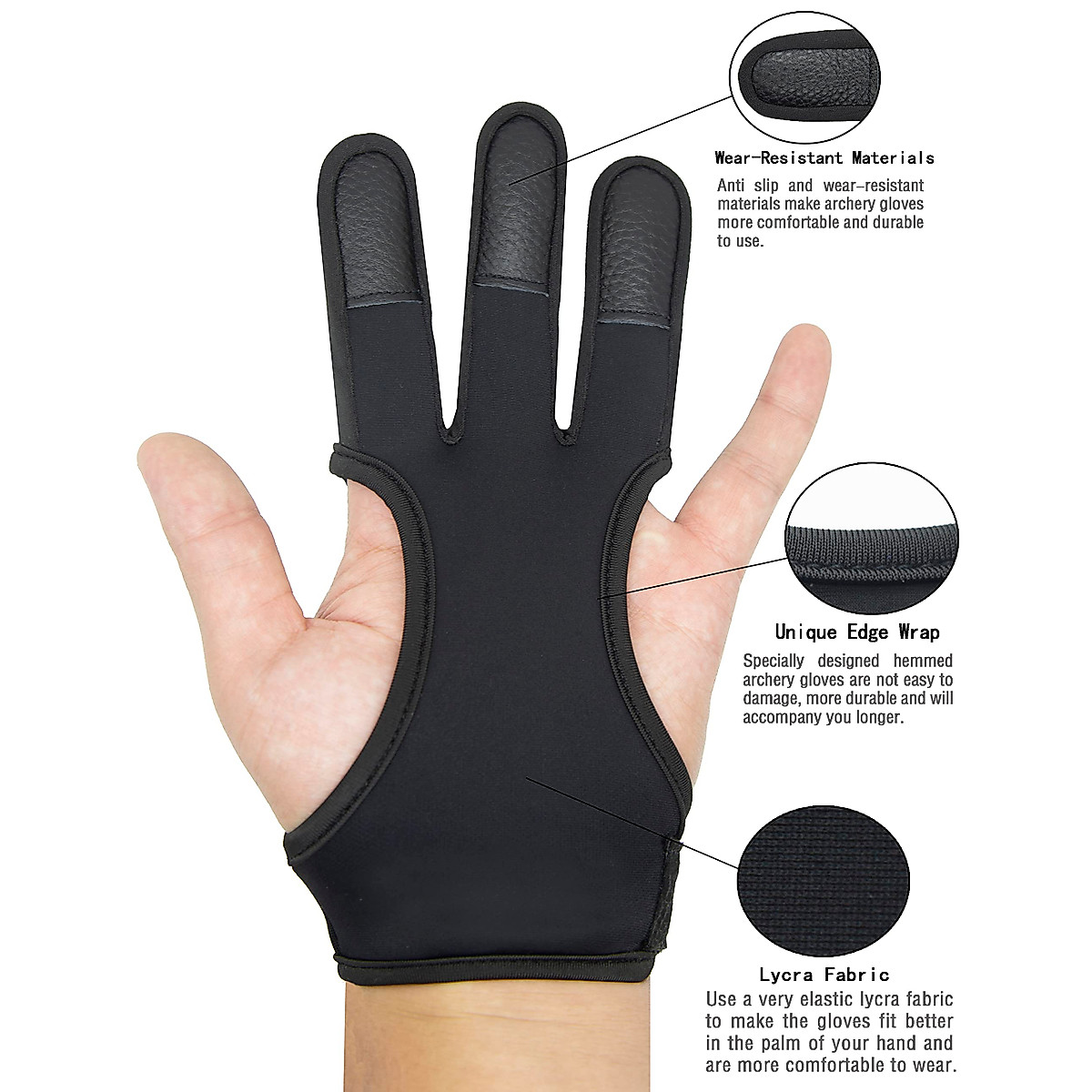 ANIMSWORD Archery Protective Glove Archery Shooting Gloves Three-Finger Archery Protective Gloves For Men nd Women.