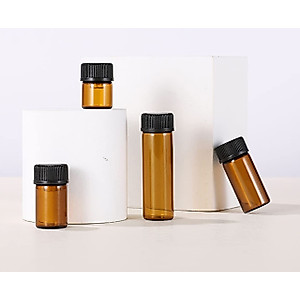 ZbFwmx 12 Pack Set Brown Screw Cap Glass Bottle Small Mini Empty Oil Amber Vial (5ml)