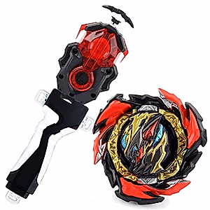 Lr Launcher Grip Bay Blades Toy Bey Battling Tops Burst Game B-184 Left Right String Launcher Booster DB B-191 Dangerous Belial All Might-2 Dynamite Battle Starter Set Gift for Boys (Black)