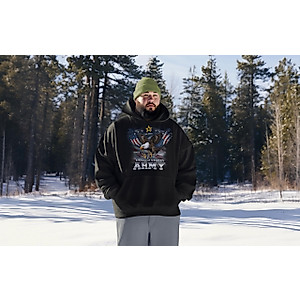 Lucky Ride US ARMY HOODIE Since 1775 Eagle with American Flag Wings Sweatshirt, Black, XL