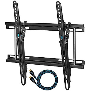 Cheetah APTMSB TV Wall Mount for 20-55” TVs up to VESA 400 and 115lbs, and fits 16” Wall Studs, and Includes a Tilt TV Bracket, a 10’ Twisted Veins HDMI Cable and a 6” 3-Axis Magnetic Bubble Level
