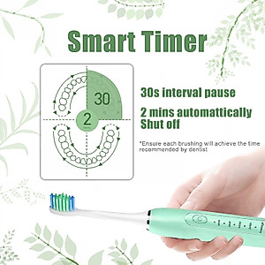 Sonic Electric Toothbrush for Kids and Sensitive Teeth Adult, Gentle Brushing Electric Toothbrush with 4 Medium Brush Heads, 6 Modes with 2 Minutes Smart Timer, Rechargeable Kids Electric Toothbrushes