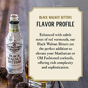 Fee Brothers Black Walnut Cocktail Bitters - Aromatic Cocktail Mixer & Concentrated Flavoring, Gluten Free, Vegan-Friendly, 5 fl oz