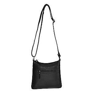 Zinda Genuine Leathers Women's Handbag Crossbody Hobo Top Zip Shoulder Sling (Black)