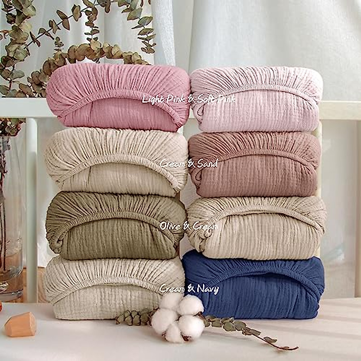 lulumoon Mini Crib Sheets Muslin: Pack and Play Sheets for Boys and Girls - Cotton Fitted Crib Sheet for Pack N Play Mattress and Playard 2Pack 24"x38"