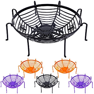 TURNMEON 6 Pcs 12.2 Inch Large Size Halloween Candy Bowls, Spider Web Bowls Halloween Decorations Black Orange Purple Halloween Bowls Trick Or Treat Halloween Candy Dish Party Table Desk Home Decor
