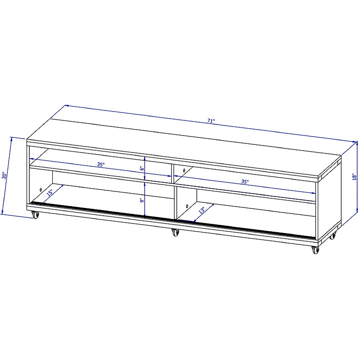 Manhattan Comfort Utopia 70.47" Freestanding Entertainment Center for Living Room, Mid Century Modern TV Stand with Shelves, Storage and Media Holes, Fits 65" Screens, 70.47 Inches, White