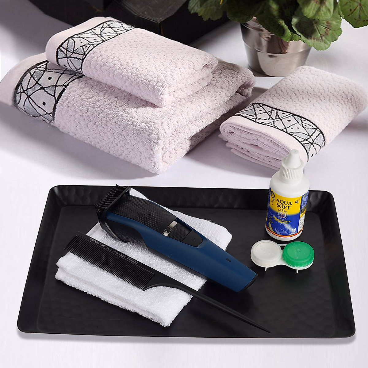 nu steel, Oil Rubbed Bronze nusteel Hammered Rectangular Vanity Decorative Home, Bathroom, Kitchen, Office, Countertops, Makeup Organizer Jewellery Perfume Holder Towel Tray