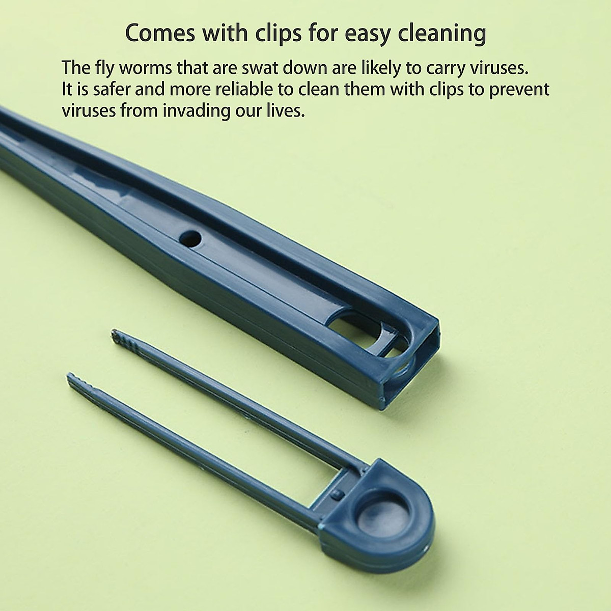 BAMFY 5 Pcs Fly Swatter Manual for Indoor, Outdoor Long Handle Fly Swatters with Tweezers for Flies, Bees, Mosquitoes, Wasps, Insects, Garden Supplies