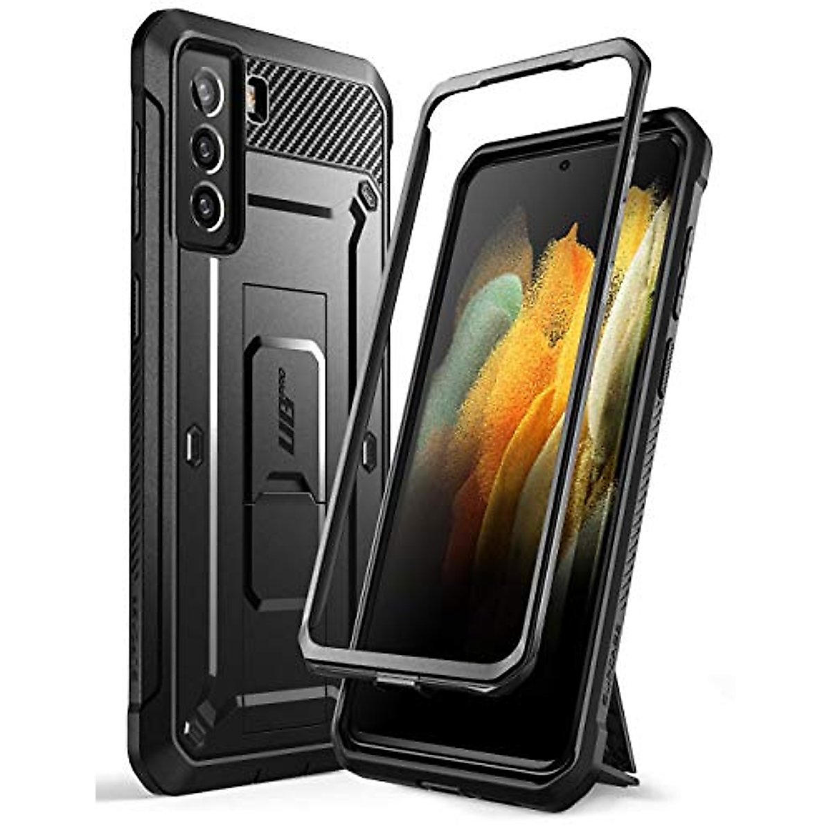 SUPCASE Unicorn Beetle Pro Series Case Designed for Samsung Galaxy S21 5G (2021 Release), Full-Body Dual Layer Rugged Holster & Kickstand Case Without Built-in Screen Protector (Black)