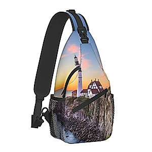 Crossbody Sling Backpack Light Lighthouse Portland Maine Usa Waterproof Daypack For Travel Hiking Gym Sport Outdoor