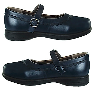 French Toast Girls Mary Jane Shoes School Kids Uniform Flats Ballet Strap Dress Flats (Navy) (Size 2 Big Kid)