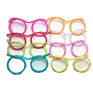 8 Pieces Reusable Silly Straw Glasses Eyeglasses Straws Eyeglasses Crazy Fun Loop Straws Novelty Drinking Eyeglasses Straw for Kids Party Annual Meeting Parties Birthday