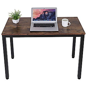 Home Office Desktop Computer Desk, Home Study Writing Table Computer Gaming Table PC Laptop Table, 47/55inch Student Study Workstation Reading Writing Desk for Bedroom Living Room (Brown, 47 inch)