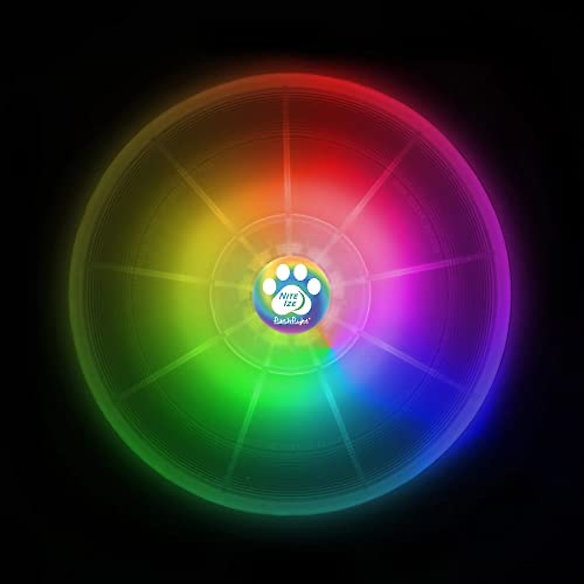 Nite Ize Flashflight LED Dog Discuit - Best Dog Flying Disc For All Hours of Play - With Long-Lasting LED Light, 1-Pack Multi-Colored Disc-O (FFDD-07-R8)