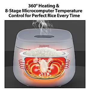 Joydeem Ceramic Rice Cooker FD20S-W, 3 Cups Uncooked Rice Cookers with Pure Ceramic Inner Pot, 24h Dealy Start, 2L, White