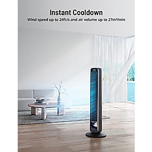 PARIS RHÔNE 42 Inch Tower Fan, 90° Oscillating Fan with DC Motor, 28dB 12 Speeds, 4 Modes, Night Light, 12H Timer, Quiet Cooling Bladeless Fan with Remote for Bedroom Living Room & Office