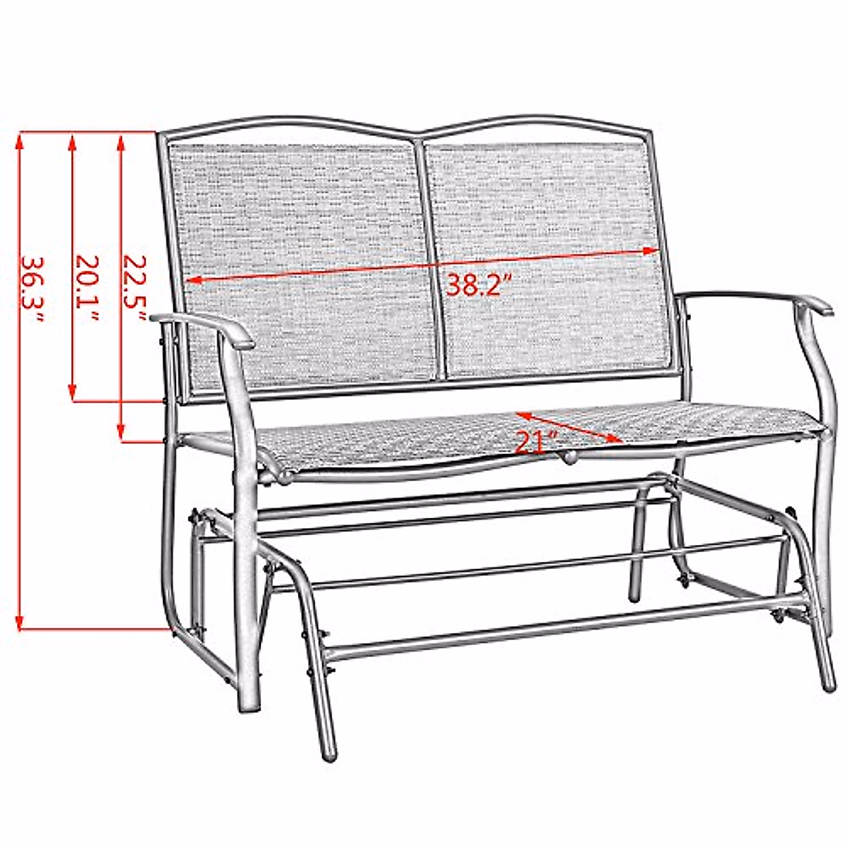 Marble Field Patio Swing Glider Bench for 2 Person, Garden Rocking Loveseat Chair, Rattan Resin Wicker Brown