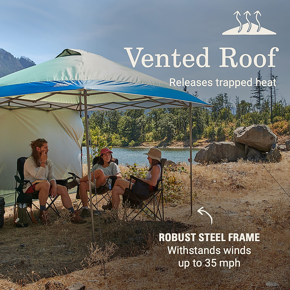 Coleman Oasis Pop-Up Canopy Tent with Wall Attachment, 10x10ft/13x13ft, Portable Shade Shelter with Easy Setup & Takedown, Great for Campsite, Park, Backyard, Tailgates, Beach, & More