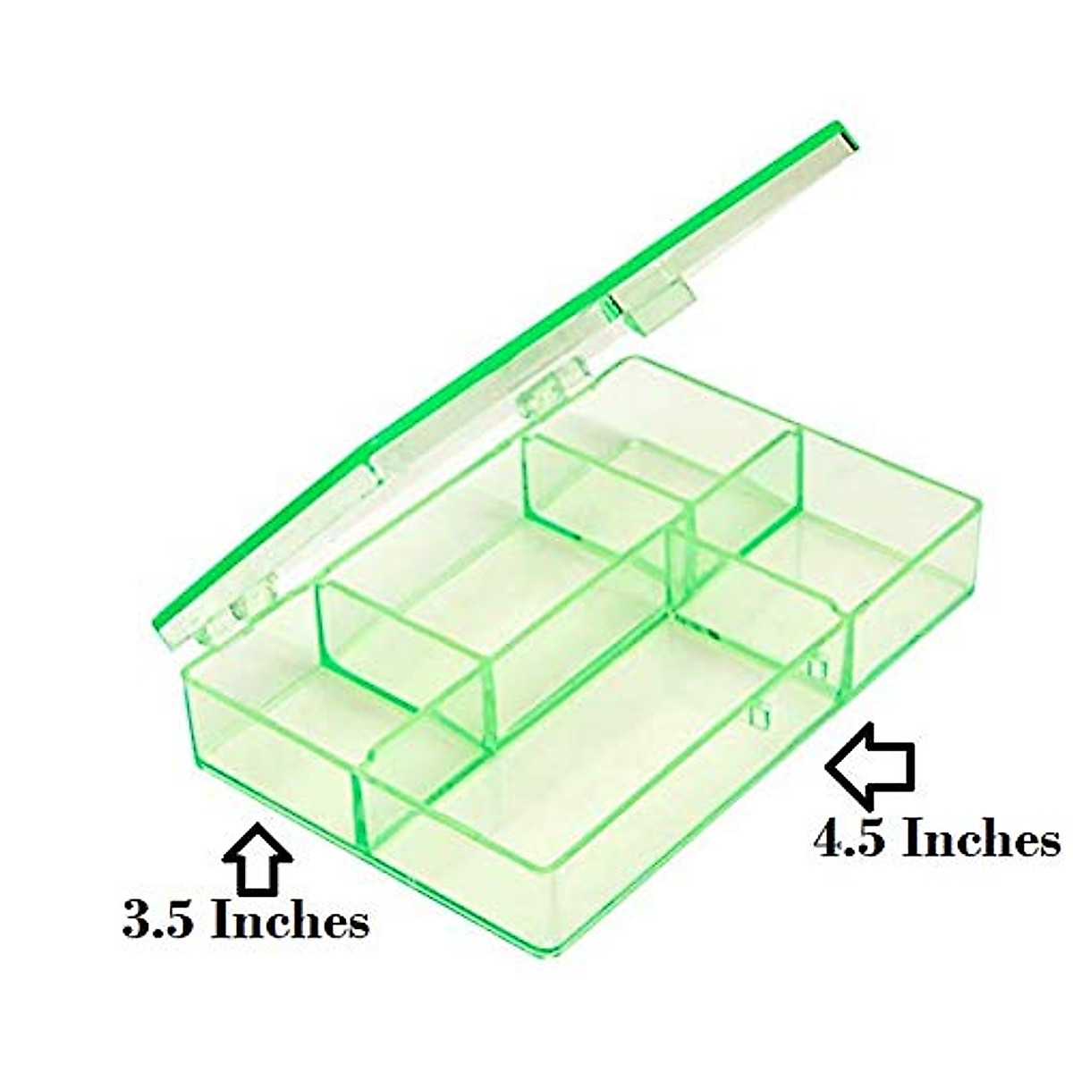 Eucatus Mini 5-Grid Plastic Storage Box for Beading and Diamond Painting. Green Countertop or Drawer Storage for Beads, Nail Art, Jewelry Hardware and Supplies