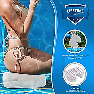 Joe & JoseRin Hot Tub Booster Seat, Non-Slip Weighted Spa Pillow for Adults, Quick Dry Bathtub Cushion for Outdoor Indoor Bath, Bathroom Hot Tub Massage Accessories with Washable 3D Air Mesh Cover