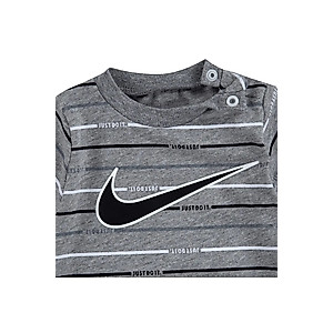 Nike Baby Boy Just Do It Romper 2 Piece Set (Carbon Heather(56H942-GEH)/Red, 3 Months, 3_Months)