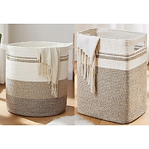 OIAHOMY 80L Laundry Baskets Hamper with Handles Laundry Hamper-Laundry Basket,Tall Cotton Storage Basket