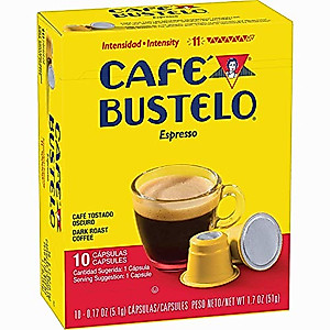 Nespresso Cafe Bustelo Coffee Espresso Capsules, 30 Count