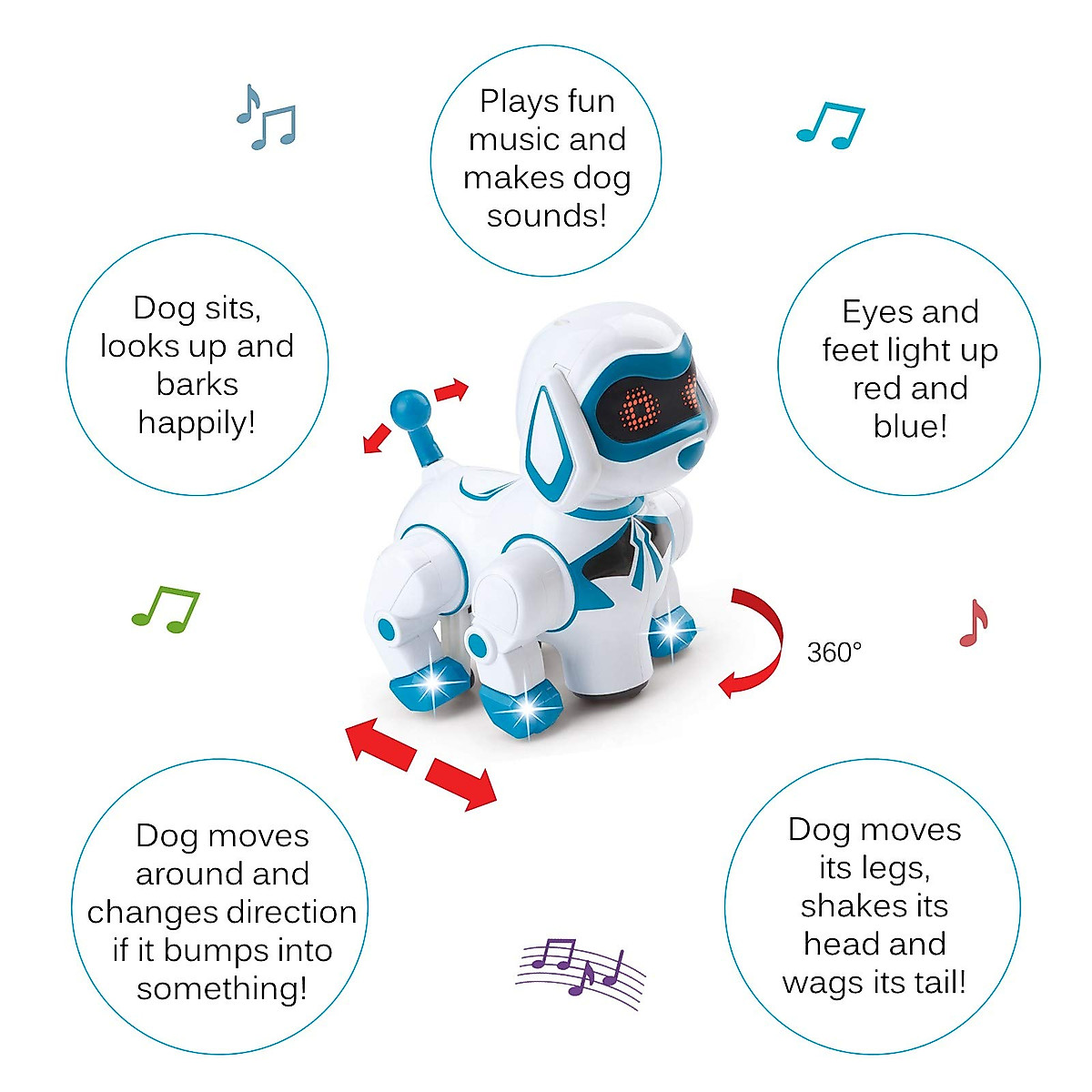 Vokodo Pet Robotic Dog Interactive Kids Toy Puppy Walks Barks Sits With Lights And Music Friendly Electronic Robot Companion Bump And Go Action Play Great Gift For Preschool Children Boy Girl Toddlers