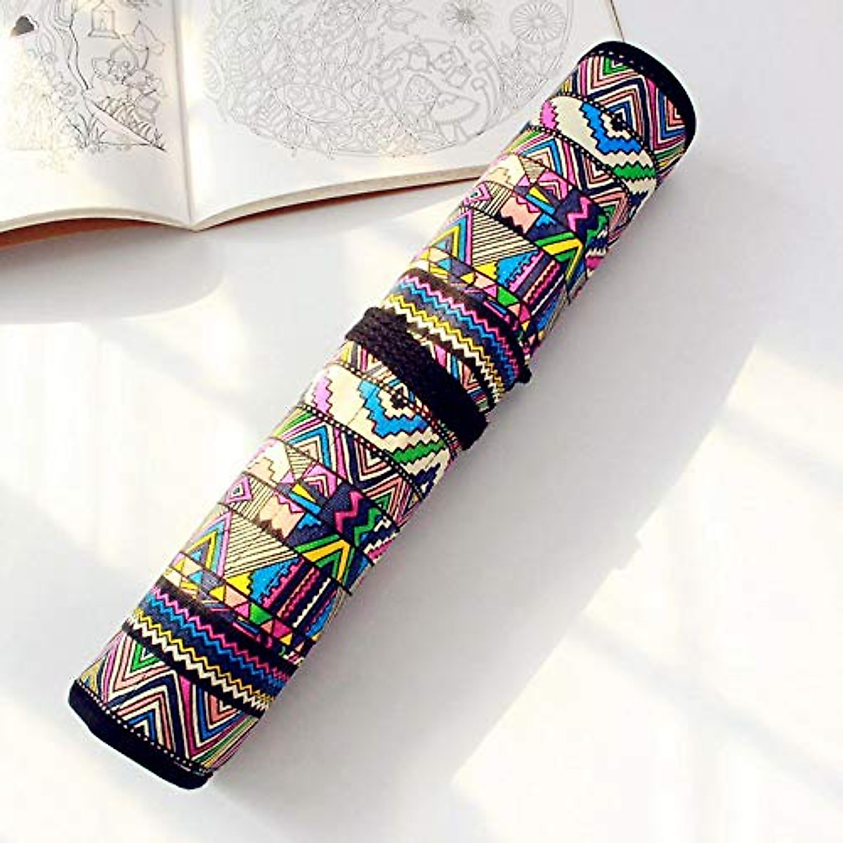 LaVenty Boho Roll Up Paint Brush Holder Painting Organization And Storage Artist Canvas Roll Pouch Bag Makeup Brushes Case Organizer Without Brushes