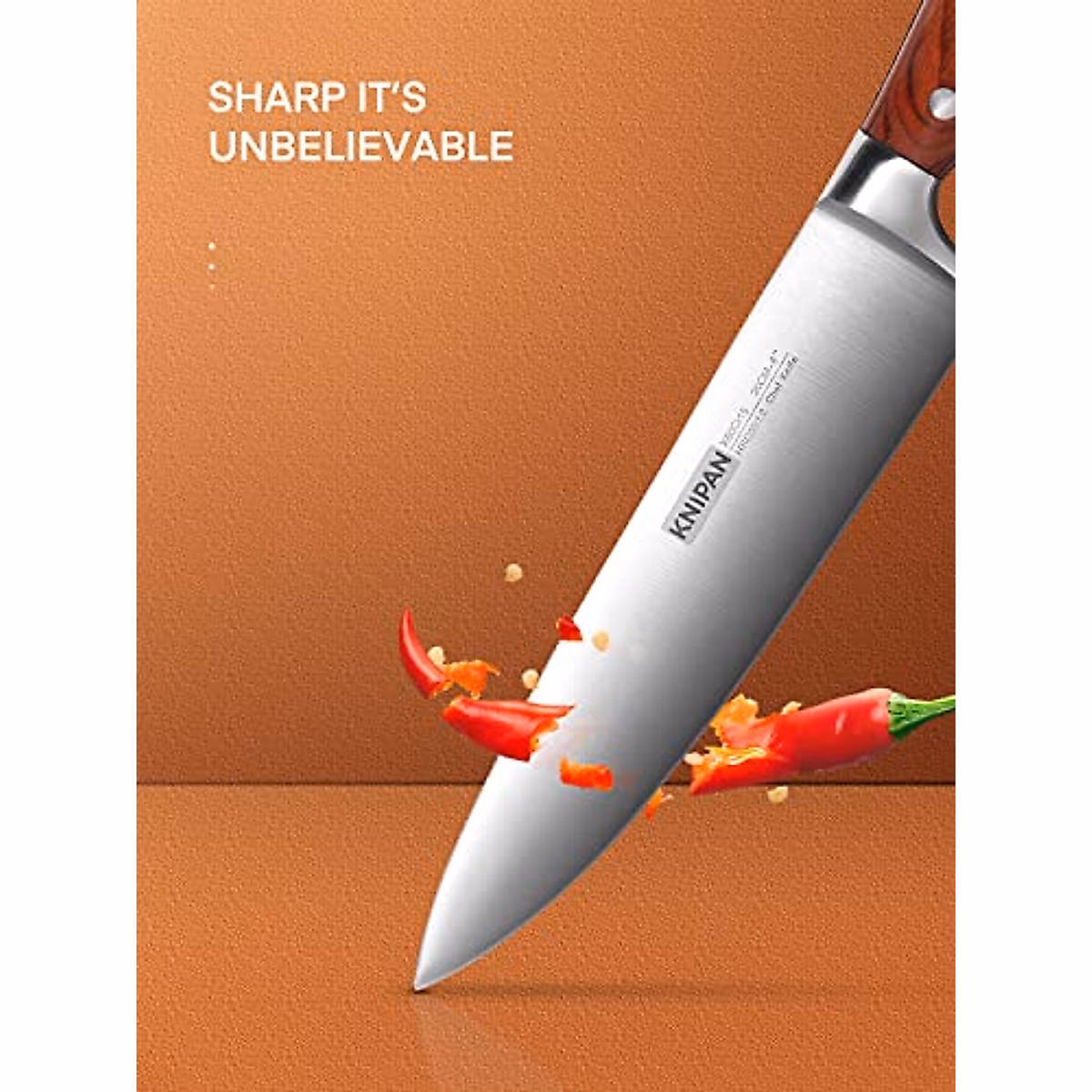 Knipan Kitchen Knife Sets with Block, 16PCS Professional Stainless Steel Forged Chef Knife Block Set, Ultra Sharp Knives with Wood Handle, Brown