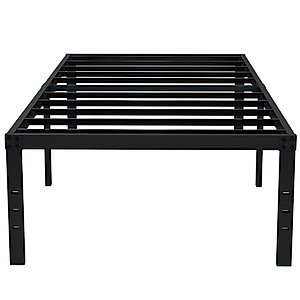 EMODA 18 Inch Twin Bed Frame No Box Spring Needed, Heavy Duty Tall Metal Twin Platform Bed Frames with Large Storage Space, Noise Free, Easy Assembly, Black