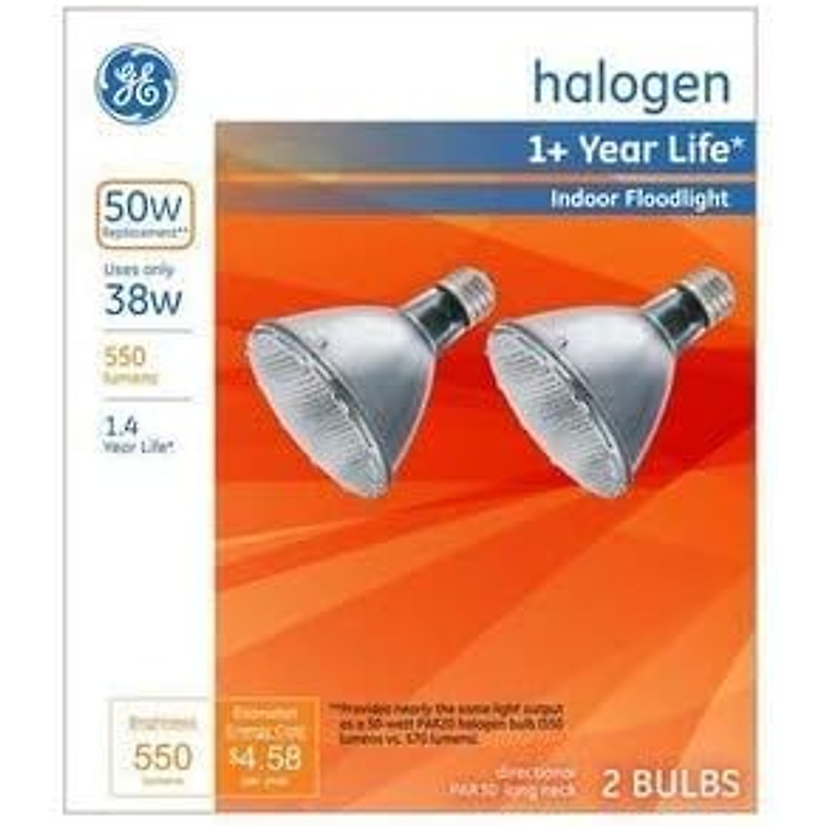 GE Classic 50-Watt EQ PAR 30 longneck Dimmable Warm White Reflector Appliance Halogen Light Bulb (2-Pack)