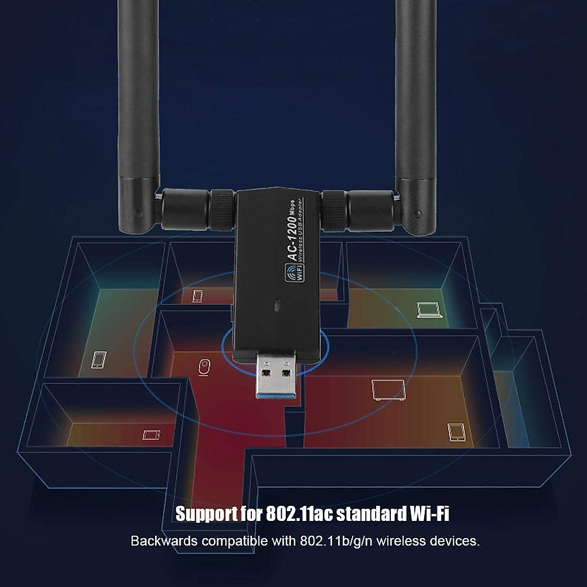 USB Adapter,MT7612 AC USB Dual Band 5G/2.4G Adapter Network Card Dongle Adapter Network Card
