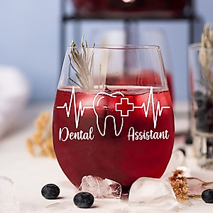 AGMDESIGN Funny Dental Assistant Wine Glass Gift Box, Inspirational Gifts for Dental Office, Glass Gifts for Dental Assistants, Gifts for Women, Gift for Dental Student