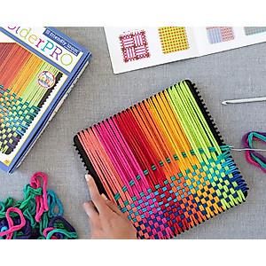 Friendly Loom 10" PRO Size Black Potholder Metal Loom Kit with Bright Rainbow Color Cotton Loops to Make 2 Potholders, Weaving Crafts for Kids & Adults MADE IN THE USA by Harrisville Designs