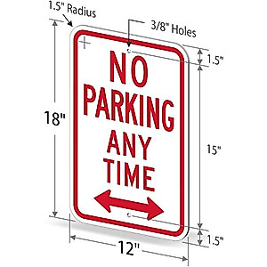 SmartSign - K-2331-HI-12x18 "No Parking Any Time" Sign | 12" x 18" 3M High Intensity Grade Reflective Aluminum Red on White