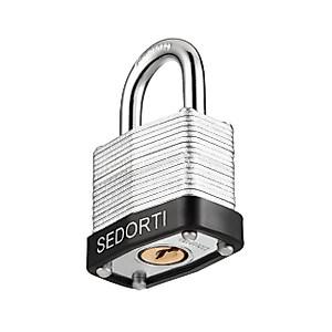 SEDORTI Laminated Steel Padlock Set, 1-1/4" Wide Body, Small Heavy Duty Locker Lock, Keyed Alike Padlocks, Lock for Gym Locker, Luggage, Suitcase, Baggage, Toolbox, Case, Pack of 4