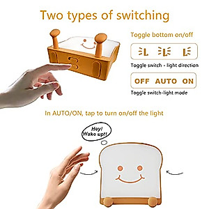 QANYI Toast Bread Night Light,Soft LED Toast Lamp with Cute Face Always Smile,Bedroom Table Lamps Graduation Gifts Ideas for Teen Girls 10 11 12 13 14 Year Old Girls