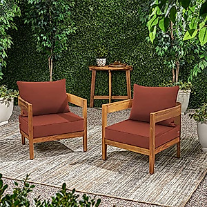 Favoyard Outdoor Seat Cushion Set 24 x 24 Inch Waterproof & Fade Resistant Patio Furniture Cushions with Removable Cover Deep Seat & Back Cushion with Handle and Adjustable Straps for Chair Sofa Couch