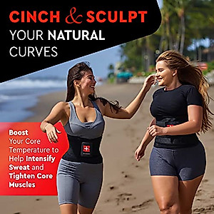 POHL SCHMITT FitCurve Waist Trainer and Trimmer Sweat Belt and Belly Band for Weight Loss, Workouts, Fitness and Lumbar Back Support, for Men and Women, black M