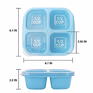 Finorder 6 Pack Snack Containers Kid, Wheat Straw Fiber 4 Compartment Reusable Bento Lunch Box, Meal Prep Lunch Containers for Kids Adults, Food Containers for School, Office and Travel